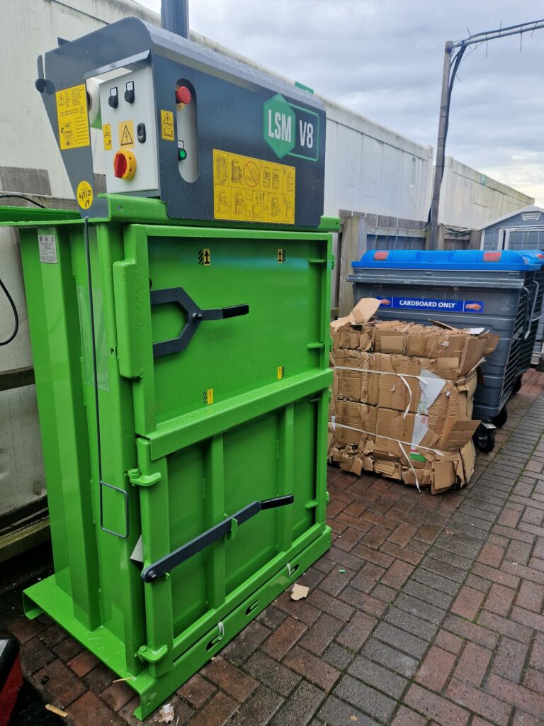 LSM cardboard waste baler replaces recycling bins for a busy UK ...